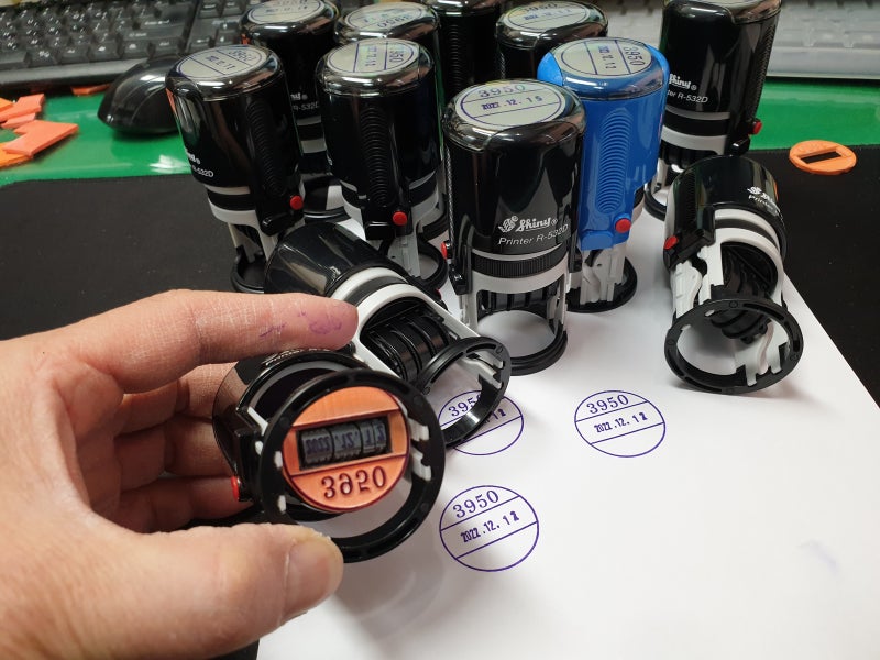 원형 자동 날짜스탬프 날짜도장 고무인 날짜변경가능 샤이니 R-532D 12개 제작 : 네이버 블로그