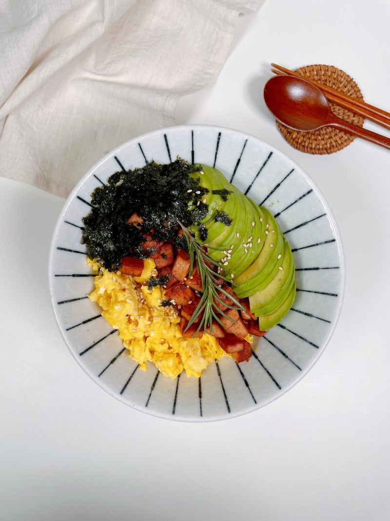 아보카도 스팸계란덮밥 비빔밥 만들기 아보카도 맛있게 먹는 법 간단한 점심 네이버 블로그