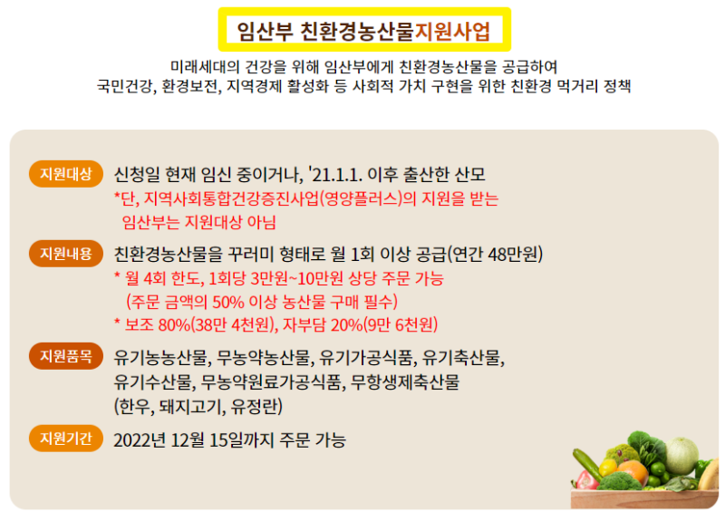 2023 임산부 친환경농산물 꾸러미 신청 변경 내용 확인 네이버 블로그
