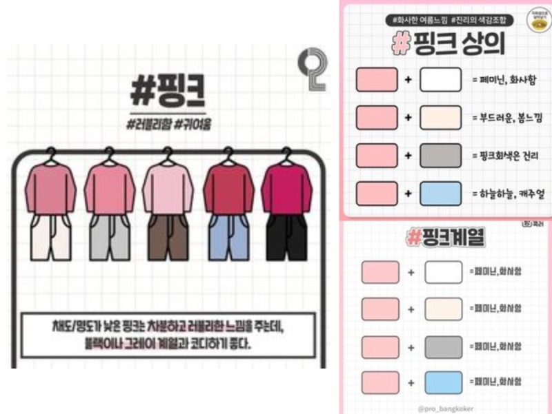 옷 색깔 조합표 코디가 쉬워지는 상하의 색조합 방법 모음 네이버 블로그