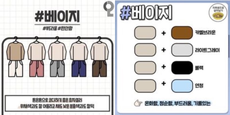 옷 색깔 조합표 코디가 쉬워지는 상하의 색조합 방법 모음 네이버 블로그