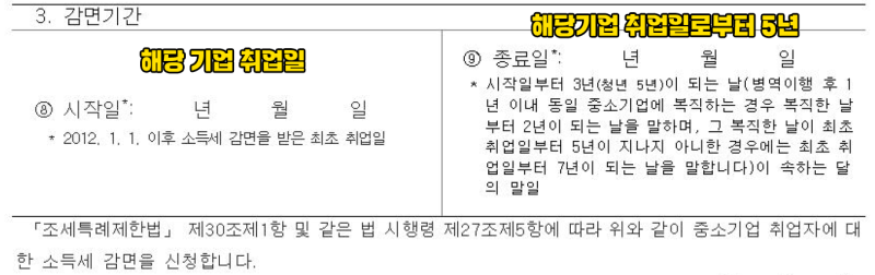 중소기업 취업자 소득세 감면 신청 대상 방법 신청서 작성법 청년 네이버 블로그