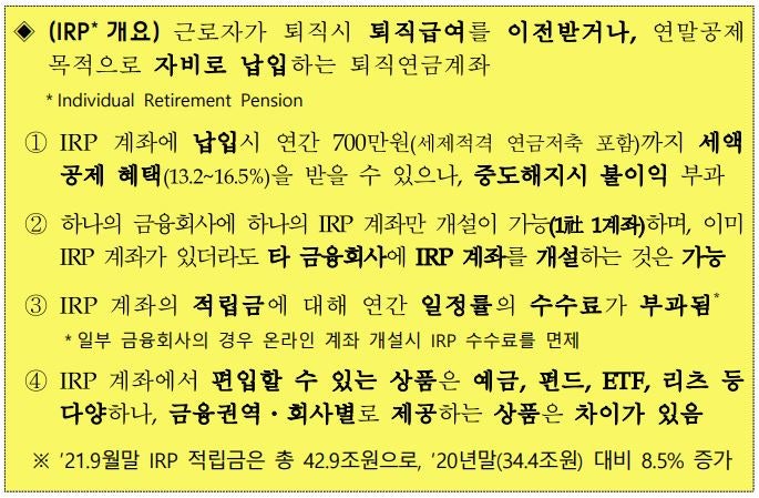 개인연금저축 irp 노후 퇴직연금 : 네이버 블로그