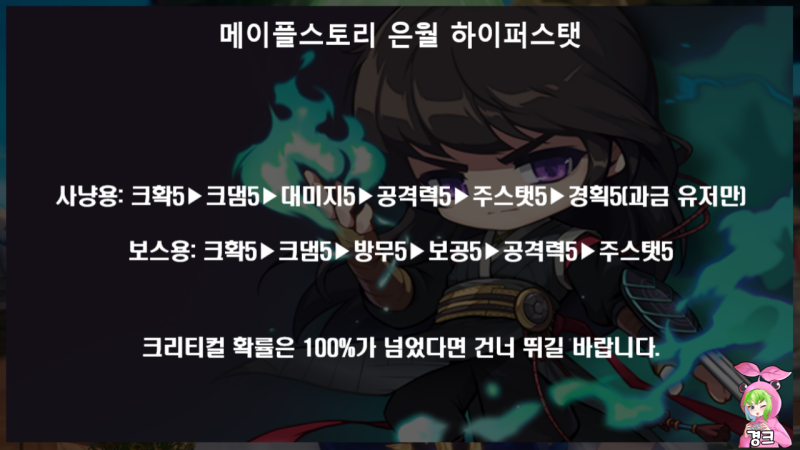 메이플스토리 은월해적 직업 스킬트리 하이퍼스탯 코어강화코강공략 네이버 블로그