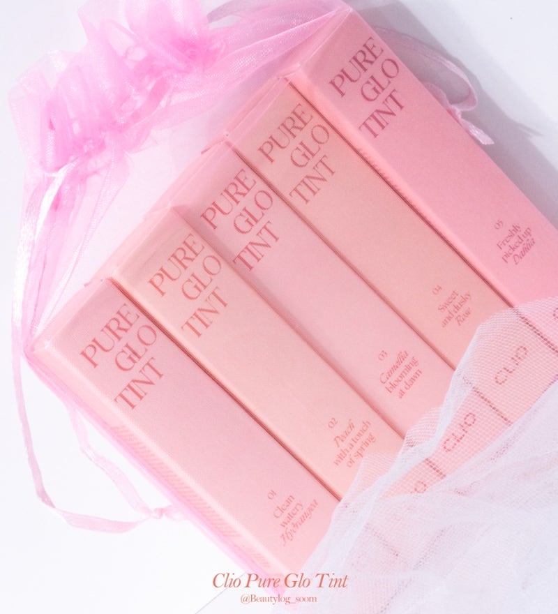 클리오 퓨어글로시틴트 봄신상틴트 물기어린수국 봄내음머금은복숭아 새벽에피어난동백꽃 달콤씁쓸한장미 갓꺾은달리아 발색리뷰