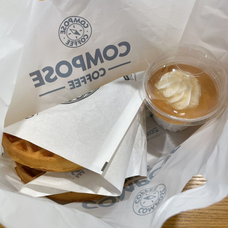 컴포즈커피 사과생크림 와플 칼로리 가격 컴포즈 와플 포장 네이버 블로그