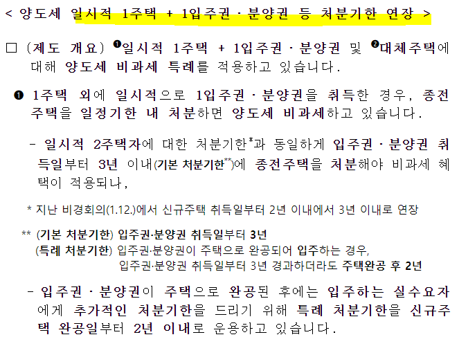 부동산 양도세 정책 완화 Again 일시적 1가구 2주택 분양권·입주권 네이버 블로그