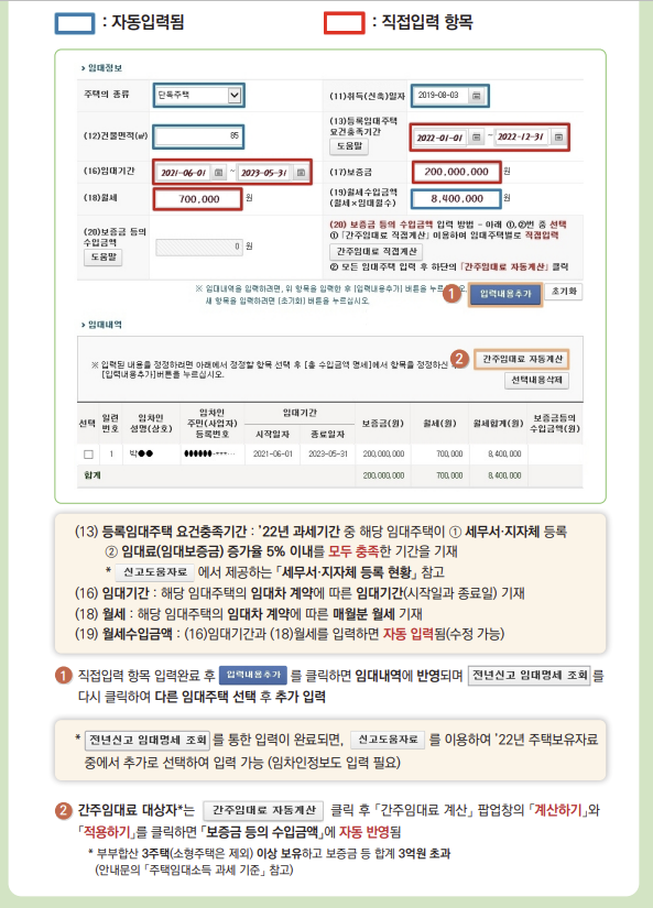 직장인 미등록 주택임대사업자 사업장 현황신고 방법 2022년 귀속 사업장 현황신고다 유형 주택임대 미등록임대사업자 수입