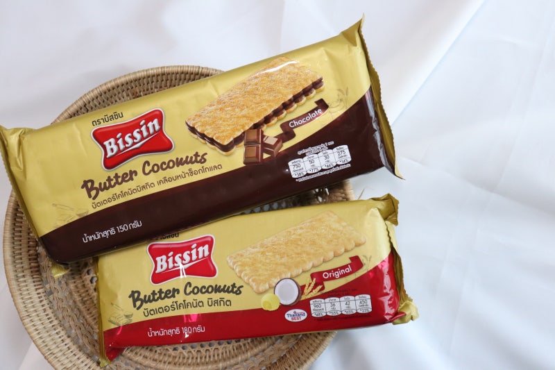태국 과자 먹어보기 / 빠다코코넛 과자 : 비신 버터 코코넛 오리지널, 초코 / BISSIN Butter CoConuts ...