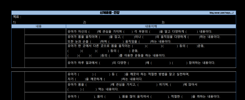 ⑤ 2019개정 누리과정 고시문 내용이해 빈칸 네이버 블로그