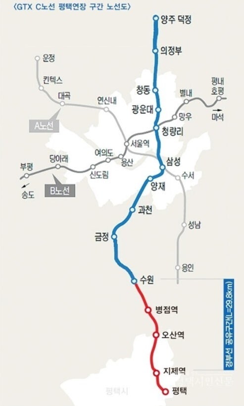 GTX 노선도, GTX-C 병점역 사실상 확정 : 네이버 블로그