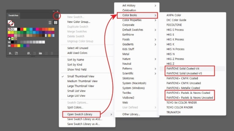 어도비 일러스트레이터 팬톤컬러 스와치 라이브러리 유료화 꼼수로 사용하는 방법 네이버 블로그