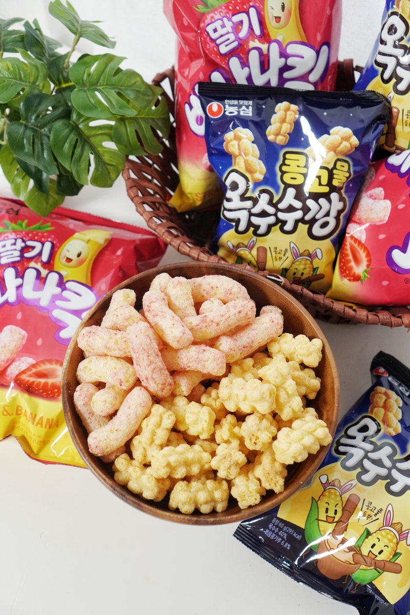신상과자 농심 딸기바나나킥콩고물옥수수깡 달콤 고소 봉지과자 네이버 블로그