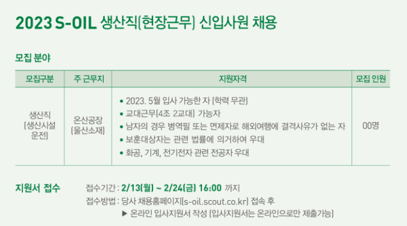 S Oil생산직 에스오일 생산직 현장 근무 신입 사원 채용 정보 자기소개 항목별 구체적 쓰는법 네이버 블로그