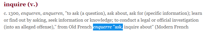 비즈니스 inquiry 인콰이어리 뜻 / inquire about, inquire into, enquire 차이, 의미 ...