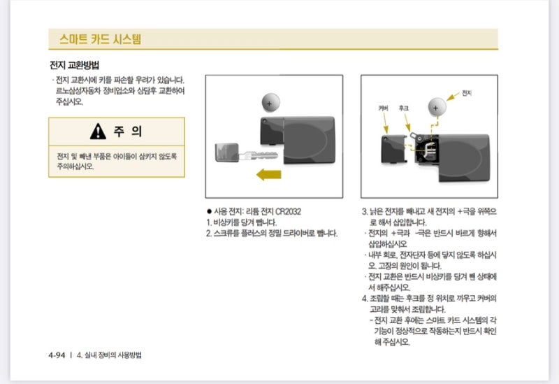 SM5 뉴 임프레션 스마트키 배터리 교환 : 네이버 블로그