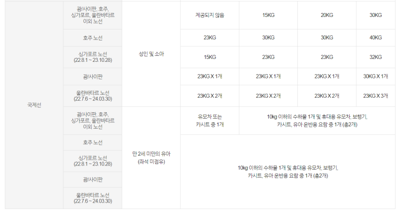 국내선 국제선 기내위탁 수하물 정리 여행갈 때 캐리어는 몇 인치가 좋을까 국내선국제선 기내위탁 수하물 무게 및 규격