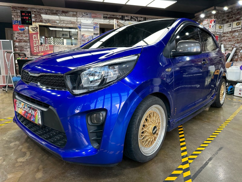 [팀카스킨 서초점] 기아 모닝 앞범퍼 & 본네트 시공 / 3M 1080 G378 Gloss Blue Raspberry : 네이버 블로그