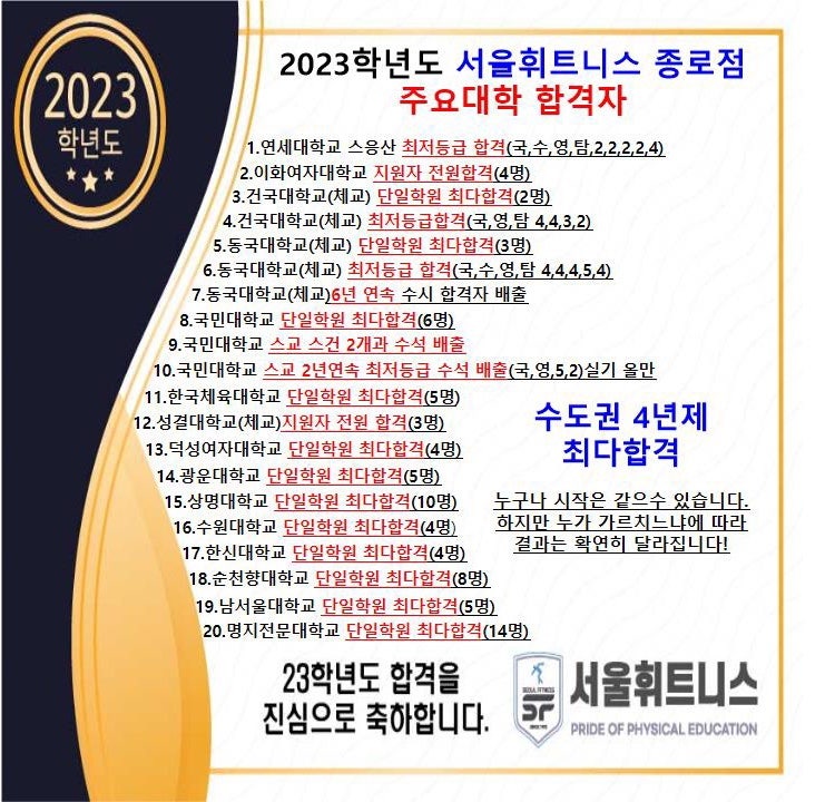 2023년 본원 합격자명단 종로구체대입시은평구체대입시서대문구체대입시중구체대입시마포구체대입시동대문구체대입시체대입시체육
