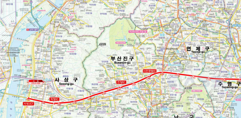 사상~해운대 고속도로 민간투자사업 우선협상대상자로 Gs건설 컨소시엄 부산시 대심도 노선 지하고속도로사업 25년 착공예정