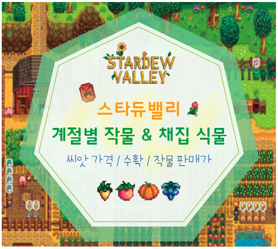 【스타듀밸리】 계절별 작물씨앗 종류수확 일수구매 And 판매가격 네이버 블로그