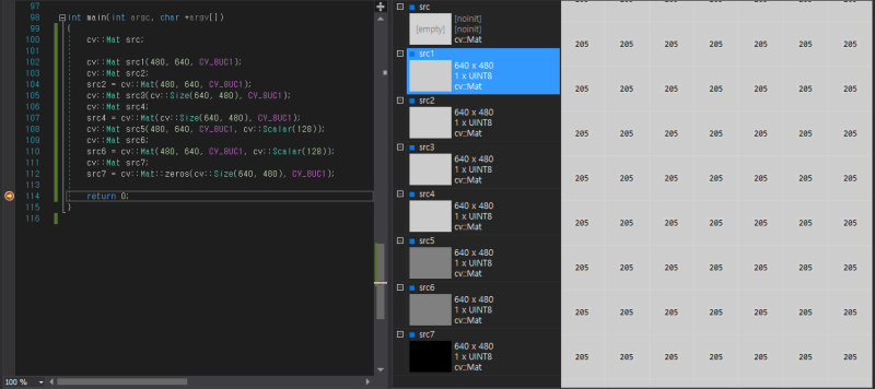 [OpenCV][C++] cv::Mat 클래스 총정리(1) - 얕은 복사 깊은 복사 matrix 연산 CV_8UC1 ...