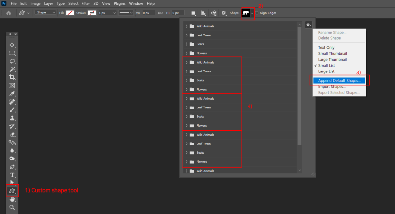 [포토샵 툴팁] 커스텀 쉐이프 툴 (Custom shape tool) Legacy Shape and more 폴더찾기 : 네이버 블로그