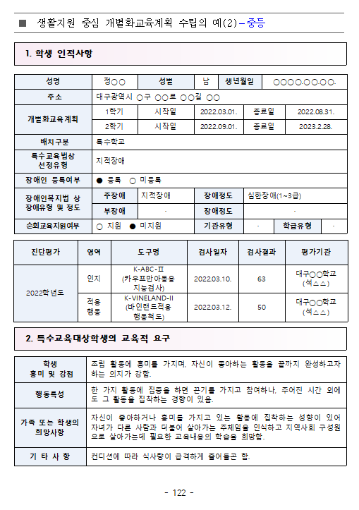 특수 3월 담임 업무4 개별화교육계획iep 작성 대구교육청 2022 개별화교육계획 가이드북 자료 소개 네이버 블로그