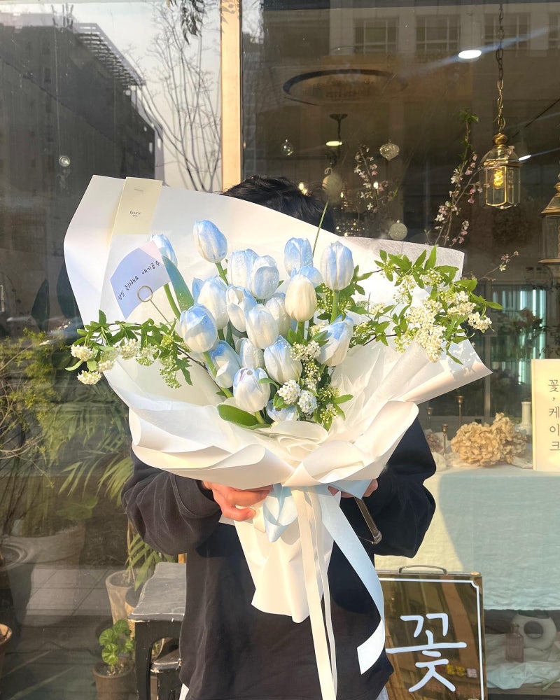 남위례역꽃집위례꽃집 연하늘색 튤립꽃다발 기념일꽃 생일꽃다발 네이버 블로그