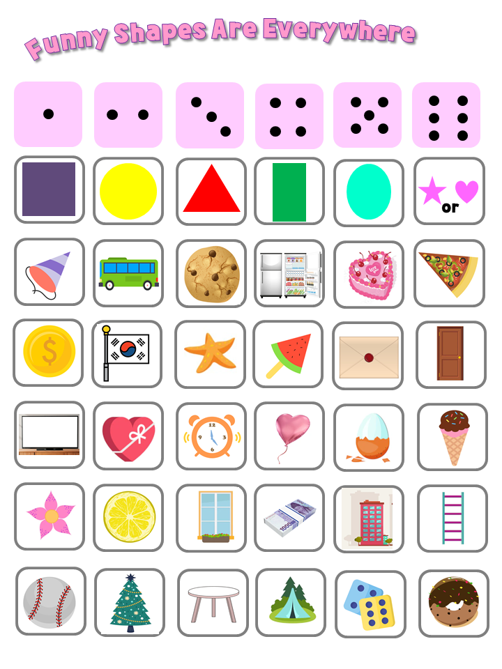 영어 액티비티 워크시트 Different Shapes Dice Game Activity 다른 모양 찾기 주사위 게임 : 네이버 블로그