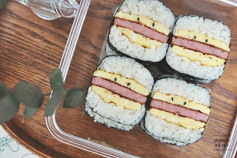 하와이안 스팸 무스비 만들기 네모김밥 요리 무스비틀 활용 초간단 김밥 도시락 싸기 네이버 블로그