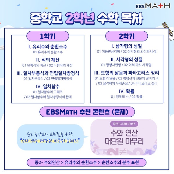 중학교 수학 목차 한눈에 살펴보기 (With EBSMath 추천 콘텐츠까지!) : 네이버 블로그
