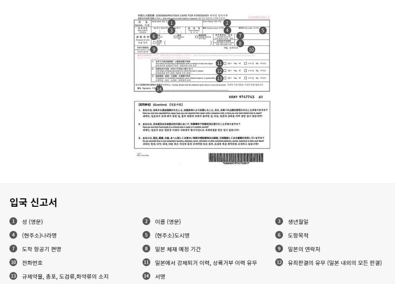 대마도 입국시 필요서류 패스트트랙 일본 입국신고서 세관신고서 작성방법 네이버 블로그