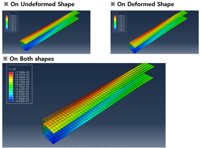Abaqus 구조해석 (유용한 옵션 5) - 변형 전후 형태를 같이 plot하기 (deformed & undeformed ...