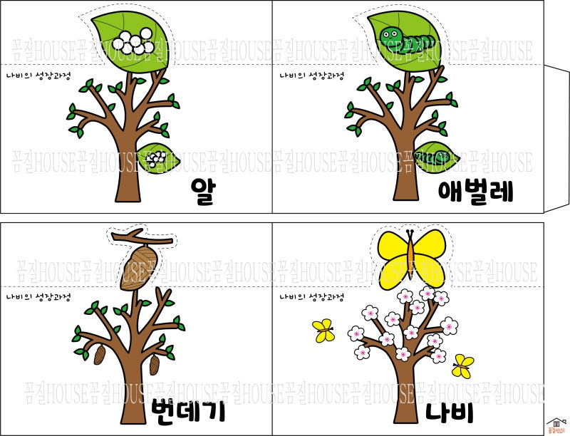 【봄】 나비개구리의한살이유아미술무료도안봄만들기나비의성장과정개구리의성장과정봄미술어린이집유치원미술초등미술집콕