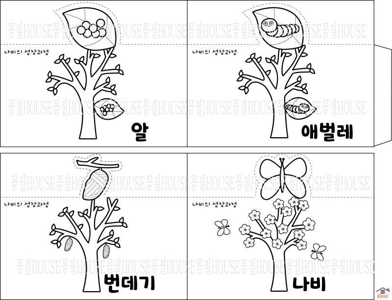 【봄】 나비개구리의한살이유아미술무료도안봄만들기나비의성장과정개구리의성장과정봄미술어린이집유치원미술초등미술집콕