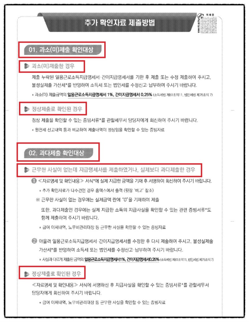 일용근로소득 및 간이지급명세서 제출내역에 대한 추가 확인자료 안내문 확인 및 소명 방법 네이버 블로그