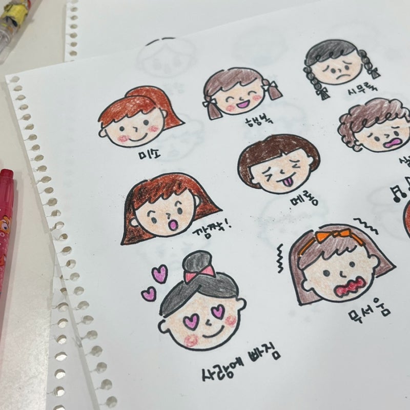 동심아트스쿨 1주차 얼굴표정과 머리모양 그리기 네이버 블로그