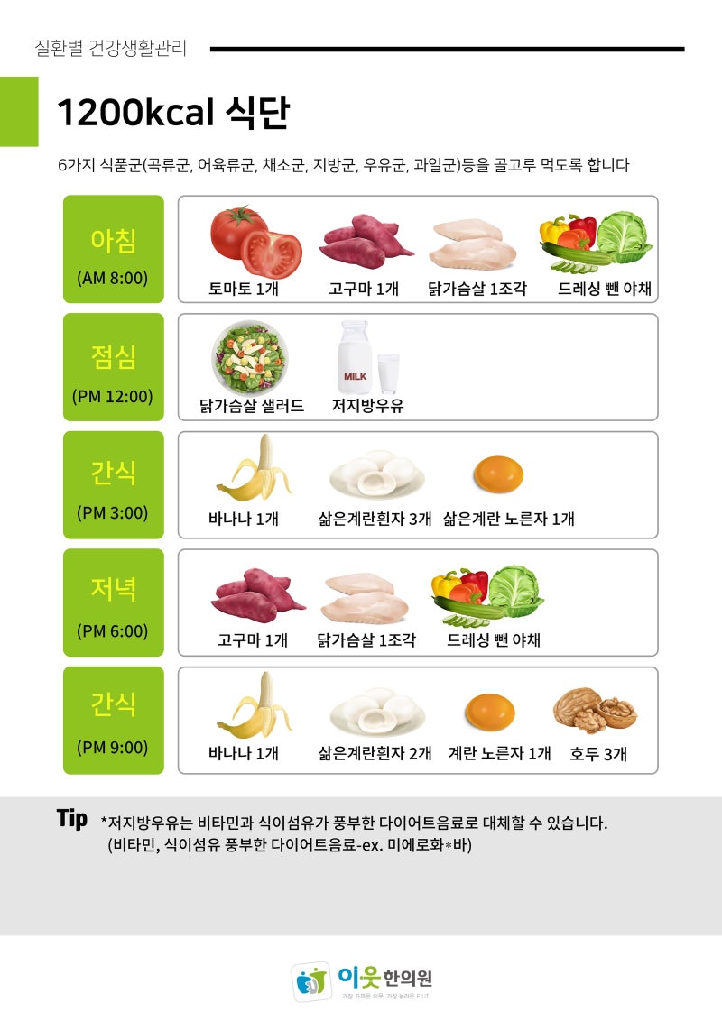 다이어트 식단 칼로리 계산하는법 식품교환표를 이용해 스스로 1200 140015001800kcal 식단짜기한끼
