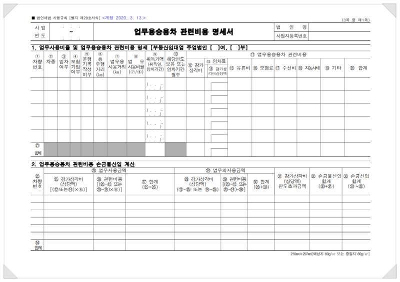 법인세 업무용승용차 관련비용 세무조정사례 포함 네이버 블로그