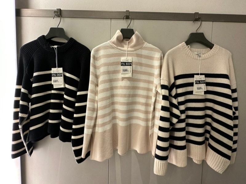 코스 매장 세일 단가라 니트 줄무늬 옷 기본템 COS 내돈내산 : 네이버 블로그