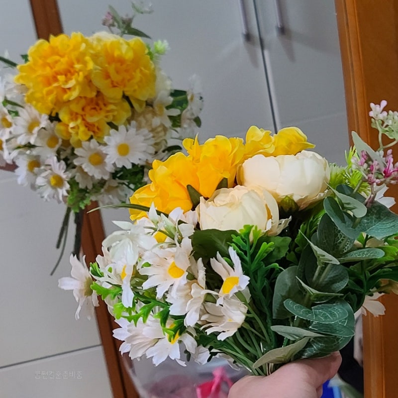 결혼준비6 1셀프촬영 셀프웨딩촬영준비 다이소 조화 부케 만들기 네이버 블로그