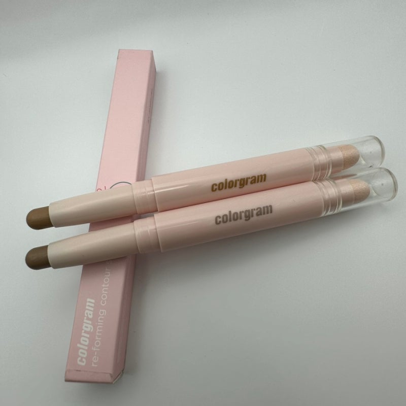 [color gram]컬러그램 입체 창조 쉐딩 스틱 01 웜톤 & 02 쿨톤 비교 발색_음영 스틱 펜슬. 쉐딩 스틱 펜슬 추천 ...