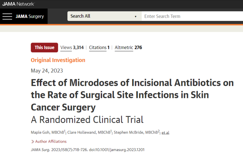 피부암 수술 전 SSI 예방을 위한 incision-site injection of microdosed antibiotics ...
