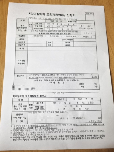 초등학교 교외체험학습신청서 결과 보고서 할머니댁 방문 네이버 블로그