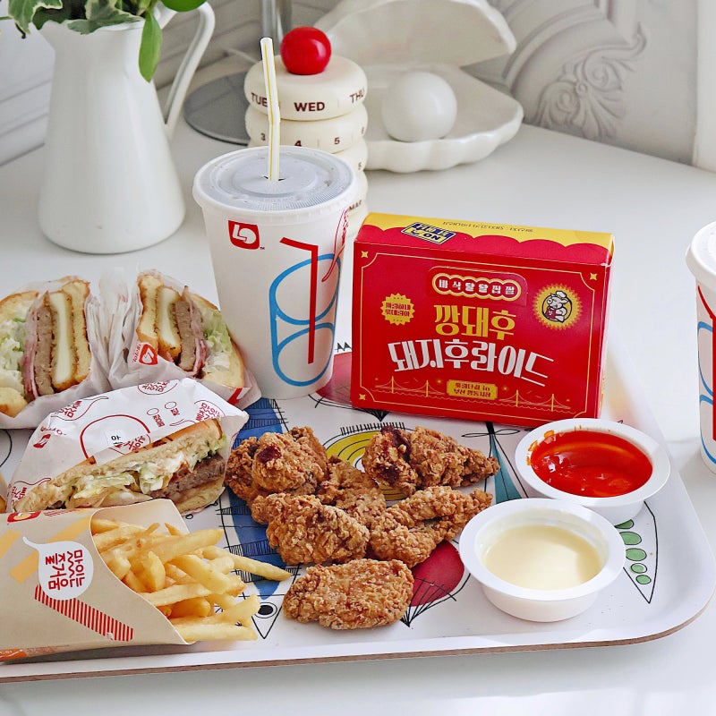 롯데리아 신제품 깡돼후 돼지후라이드 단짠 소스와 꿀조합 : 네이버 블로그