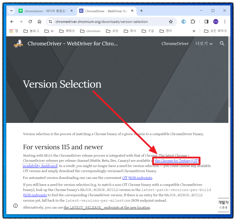 최신 chromedriver(크롬드라이버) 버전 다운로드 방법 : 네이버 블로그