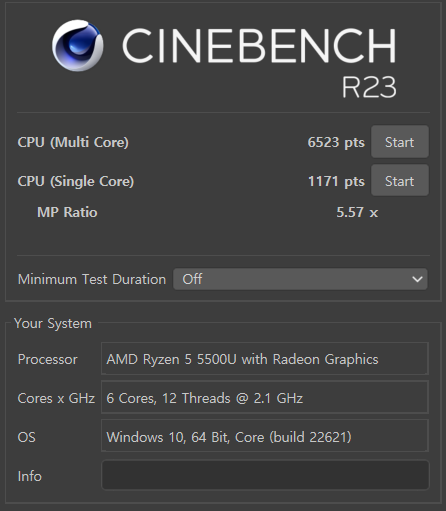 레노버 노트북 IdeaPad 1 15ALC7 Laptop - Type 82R4 CPU 온도및 점수