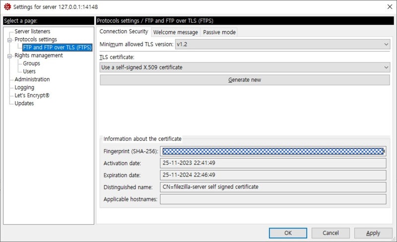 파일질라 FTP, FTPS 서버 구축 설정, FileZilla, Server : 네이버 블로그