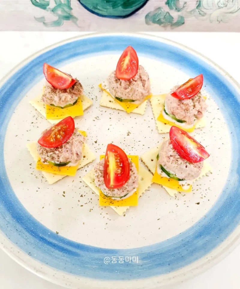 참크래커 참치 카나페 만들기 레드와인 안주 까나페 만들기 네이버 블로그